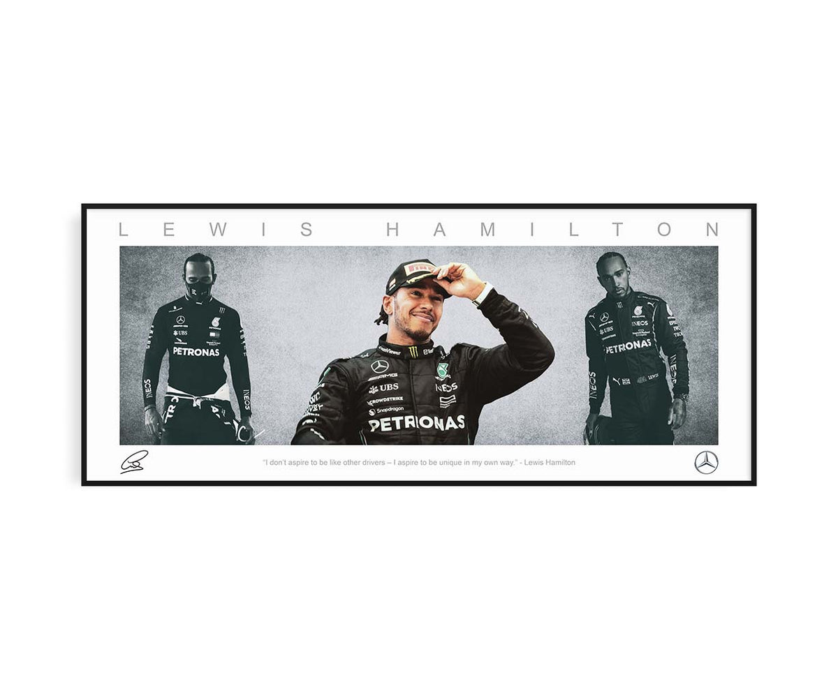 Framed Lewis Hamilton Panoramic Collage Print