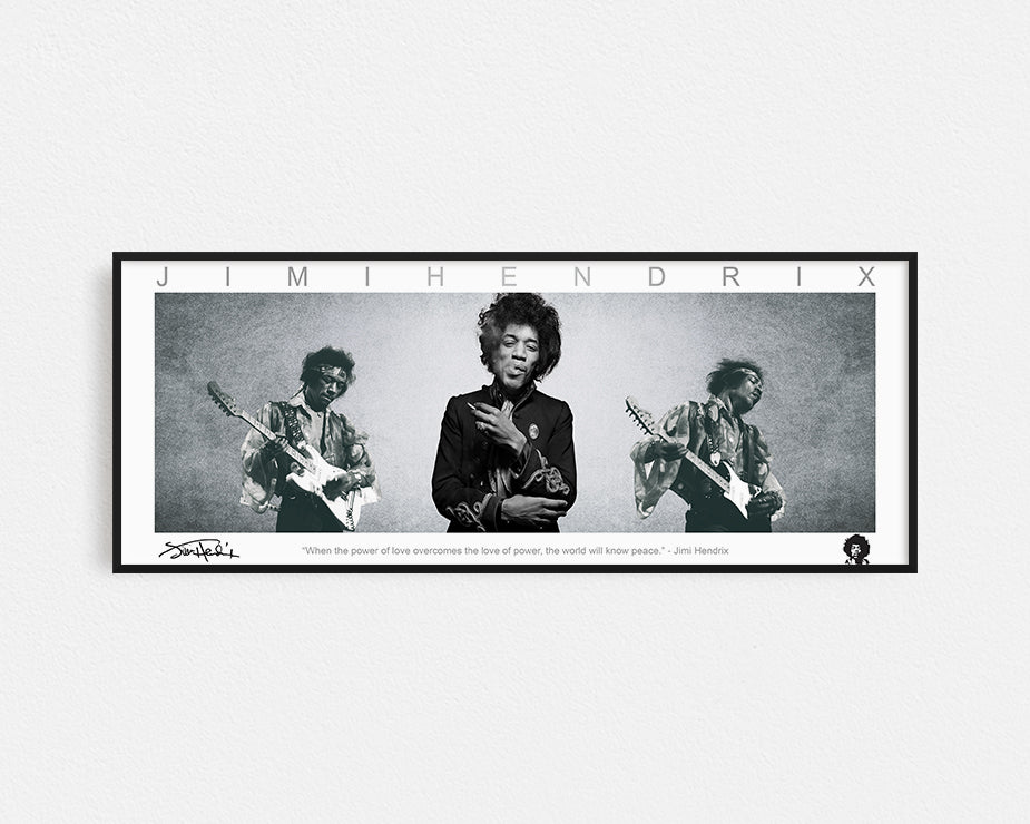 Jimi Hendrix Panoramic Collage Print - Framed Wings